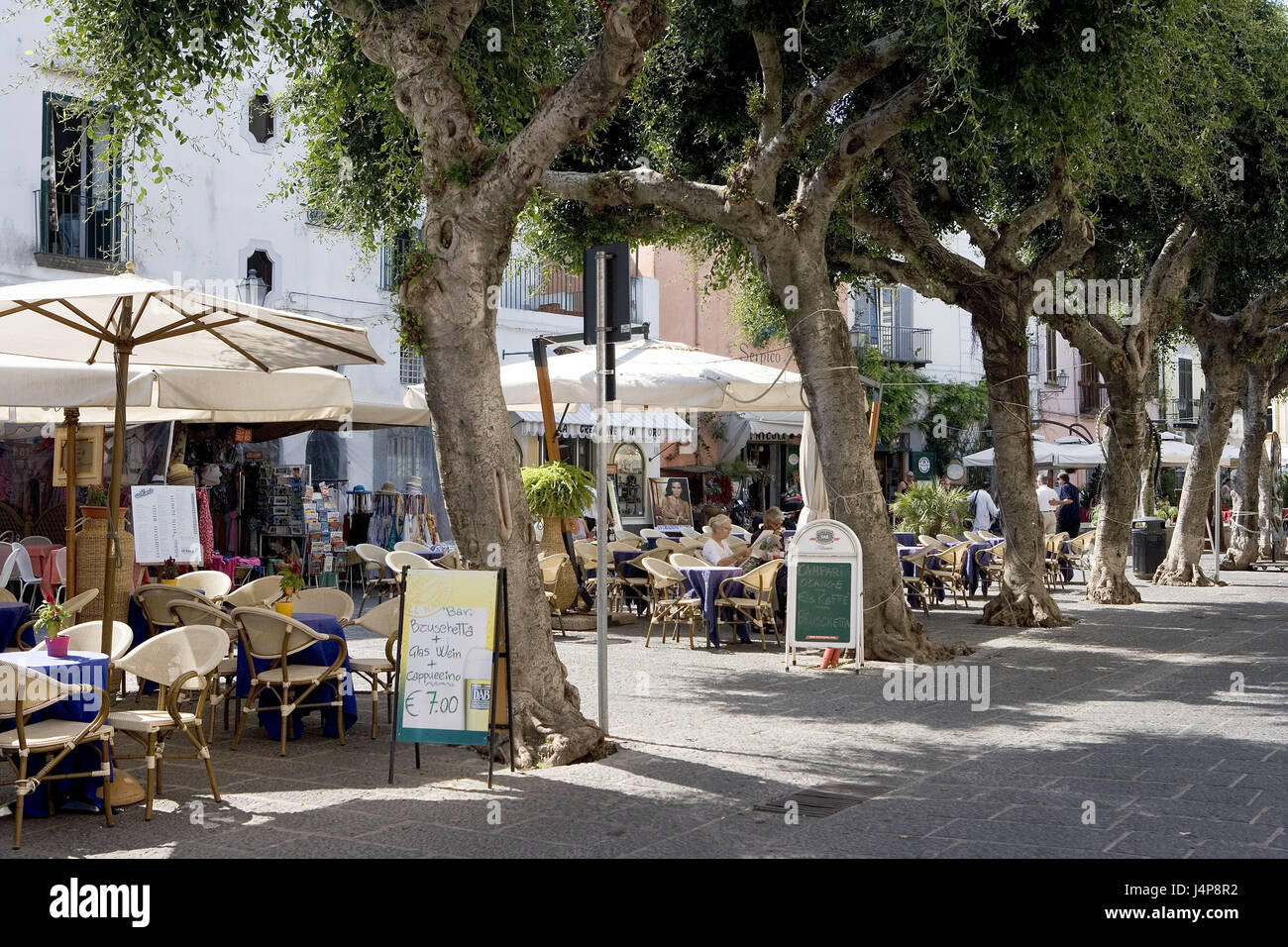 Italy, Ischia, Forio, Old Town, pedestrian area, street cafes, tourists ...