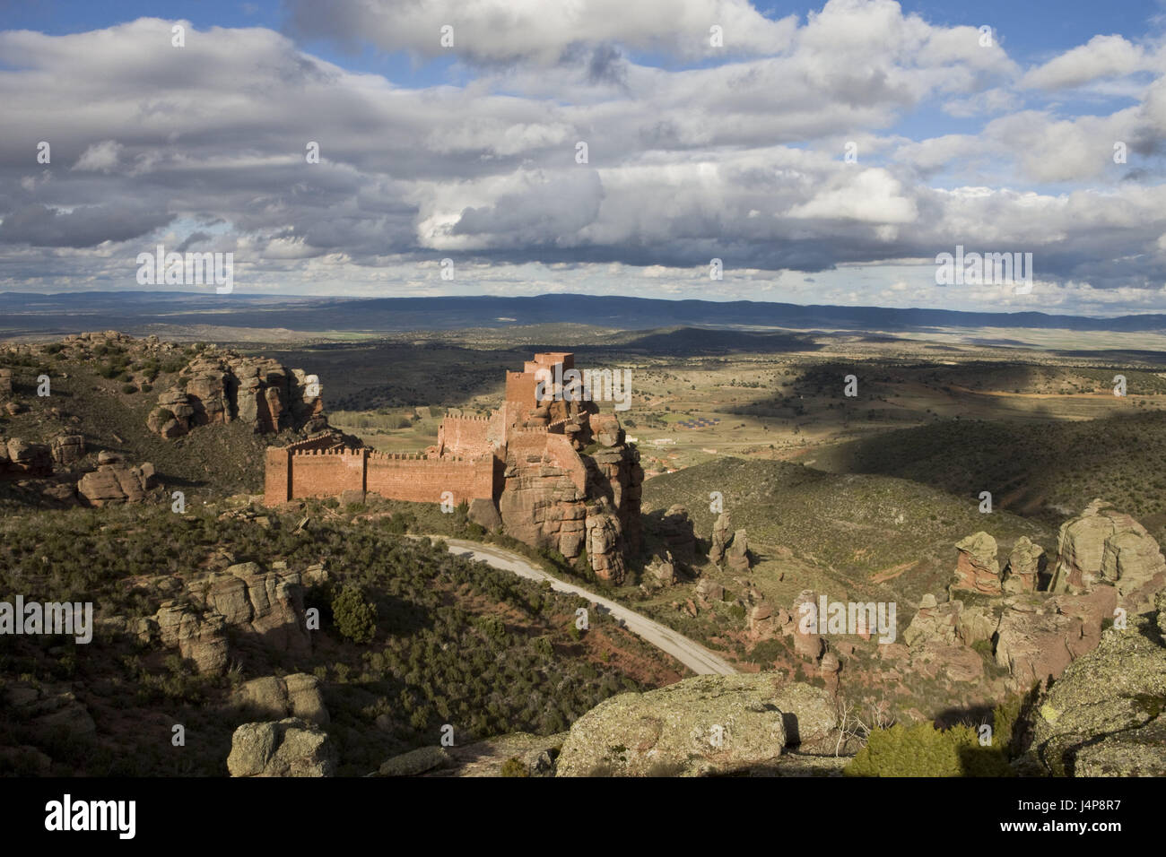 Spain, province of Teruel, Peracense, castle, cloudy sky, Aragon, place ...