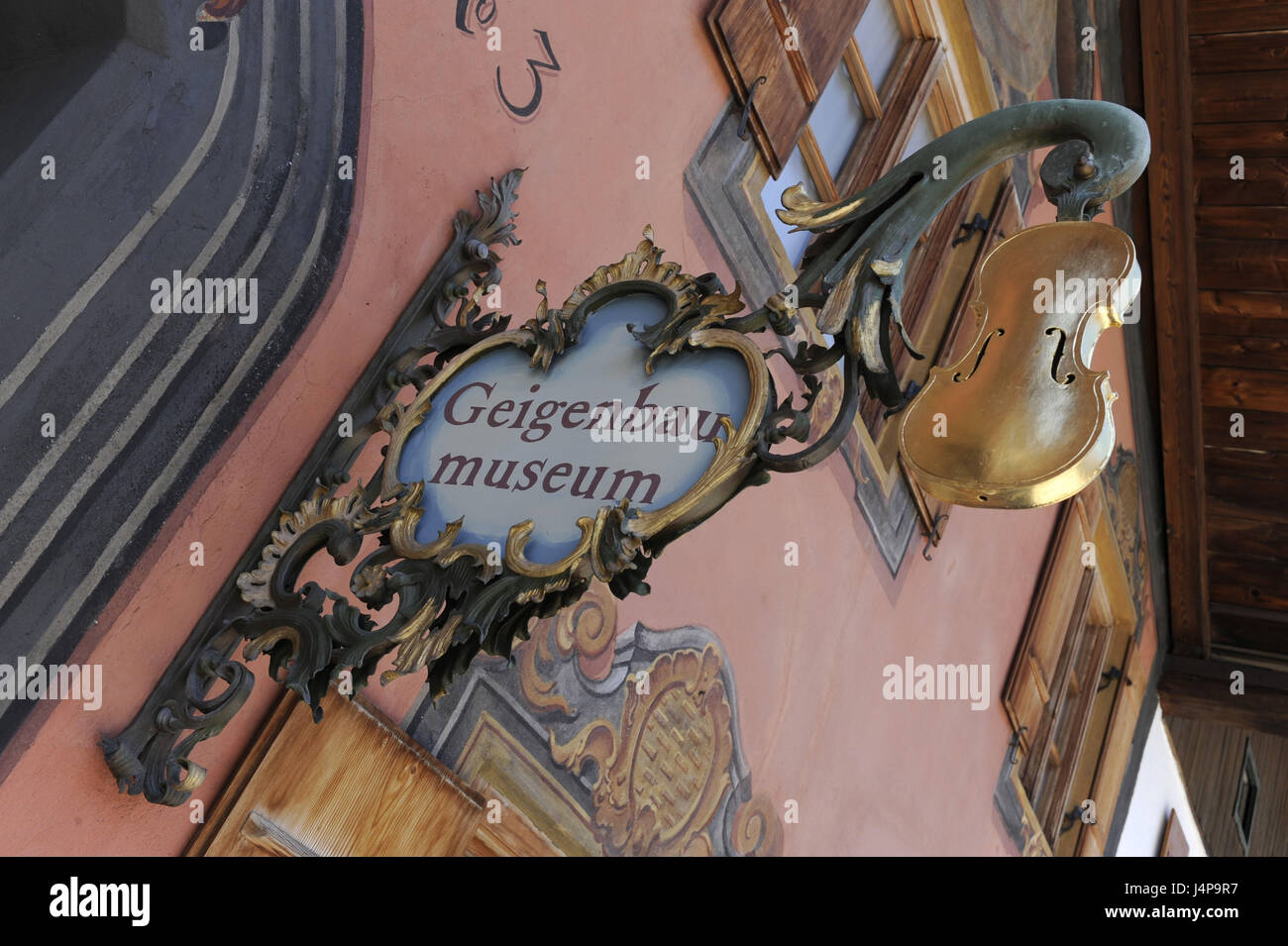 Germany, Upper Bavaria, Mittenwald, violin making museum, guild sign ...