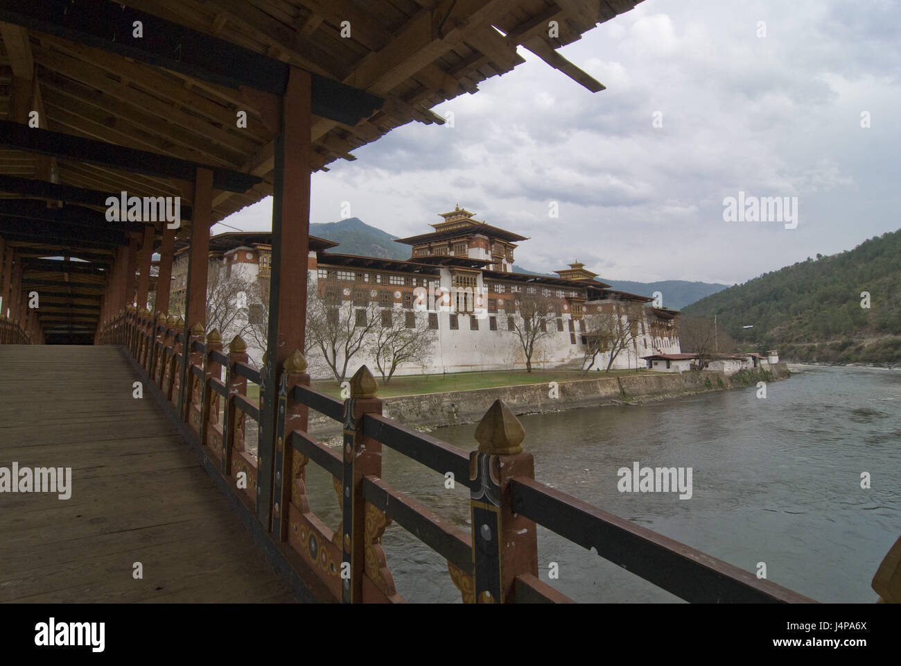 Dzong, castle fortress, bridge, Punakha, Bhutan Stock Photo - Alamy