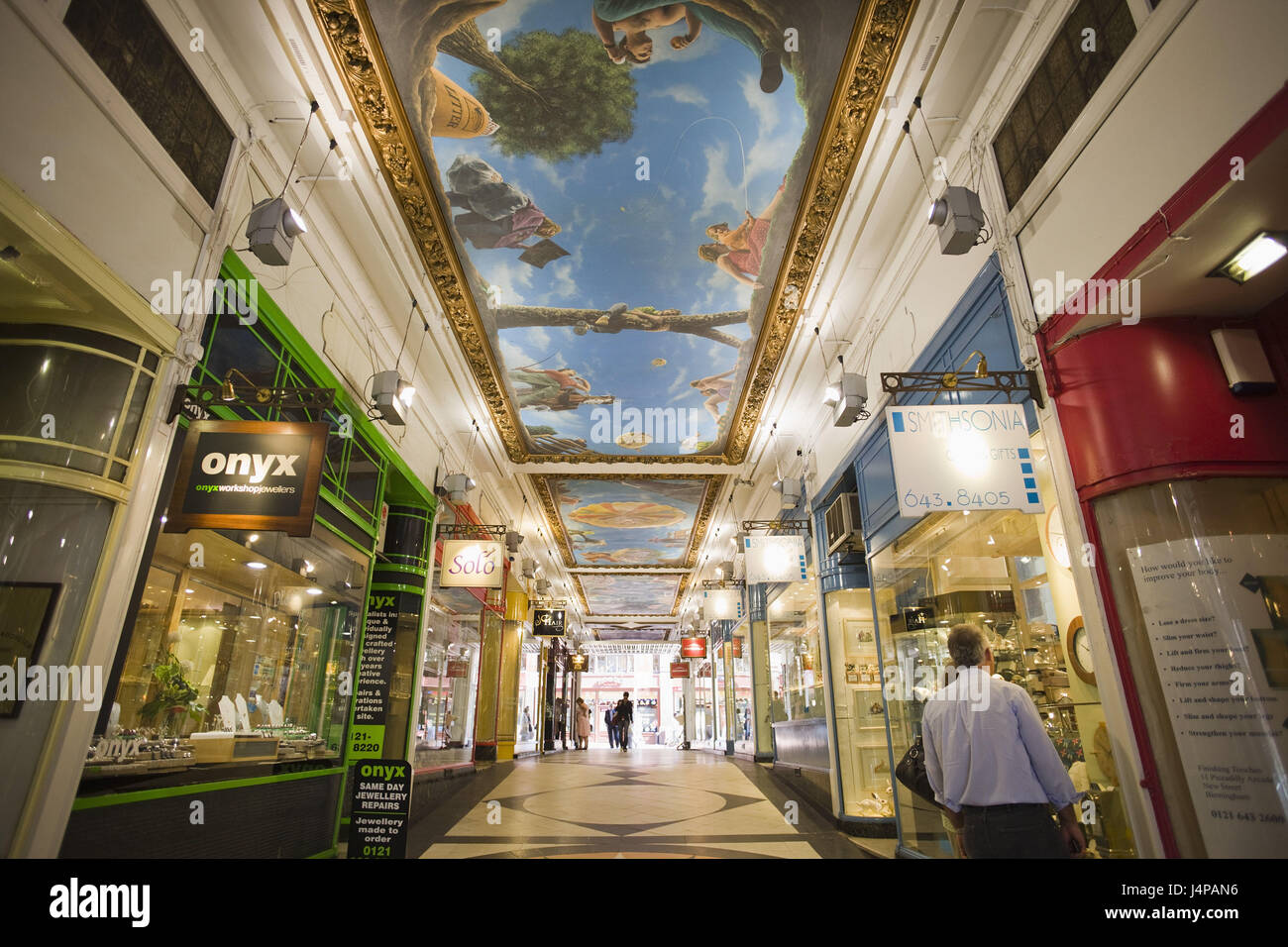 Great Britain, England, Birmingham, Piccadilly shopping Arcade, ceiling ...