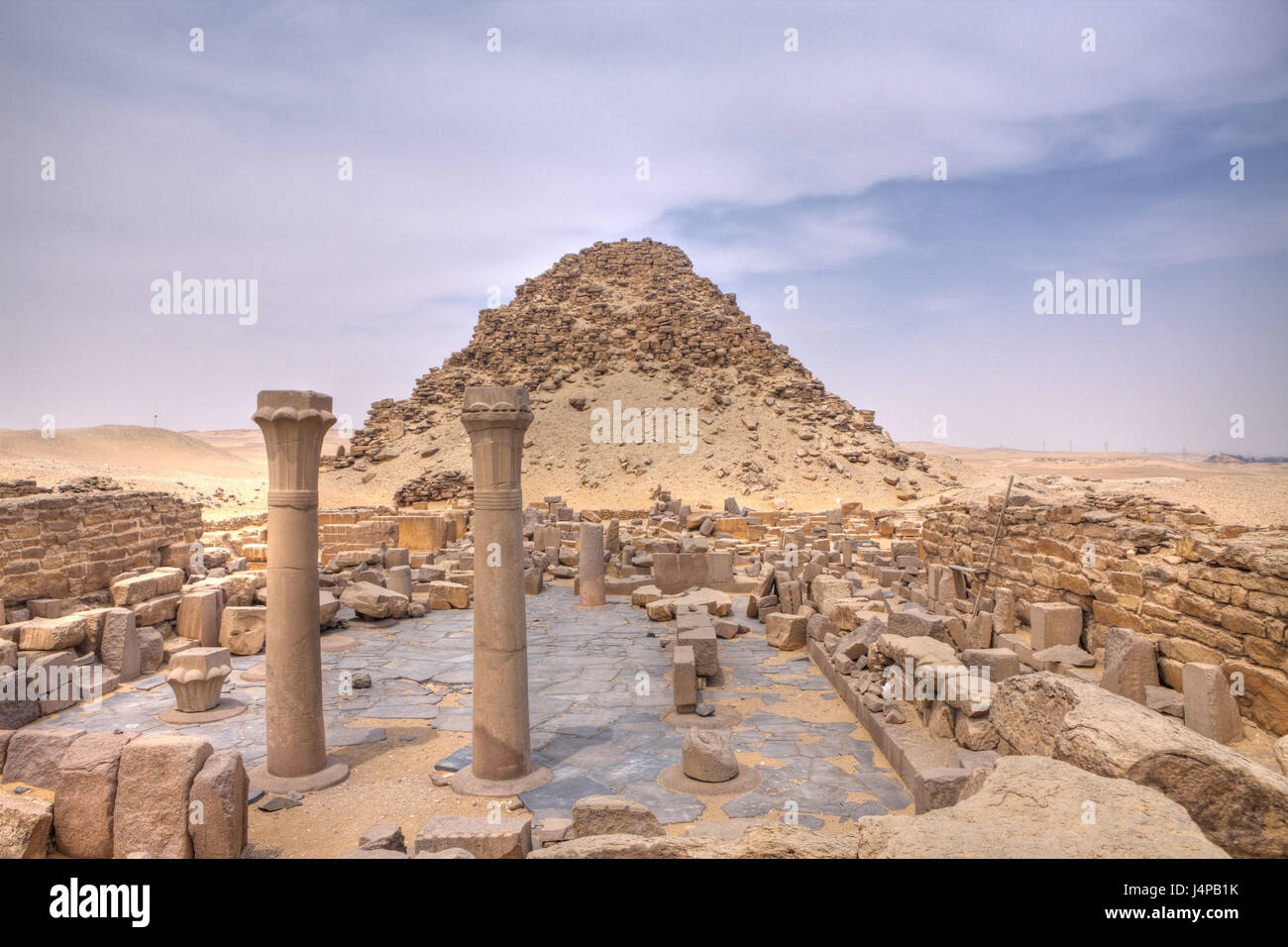 Funerary temple and pyramid of the Pharaoh Sahure, Egypt, Abusir Stock ...