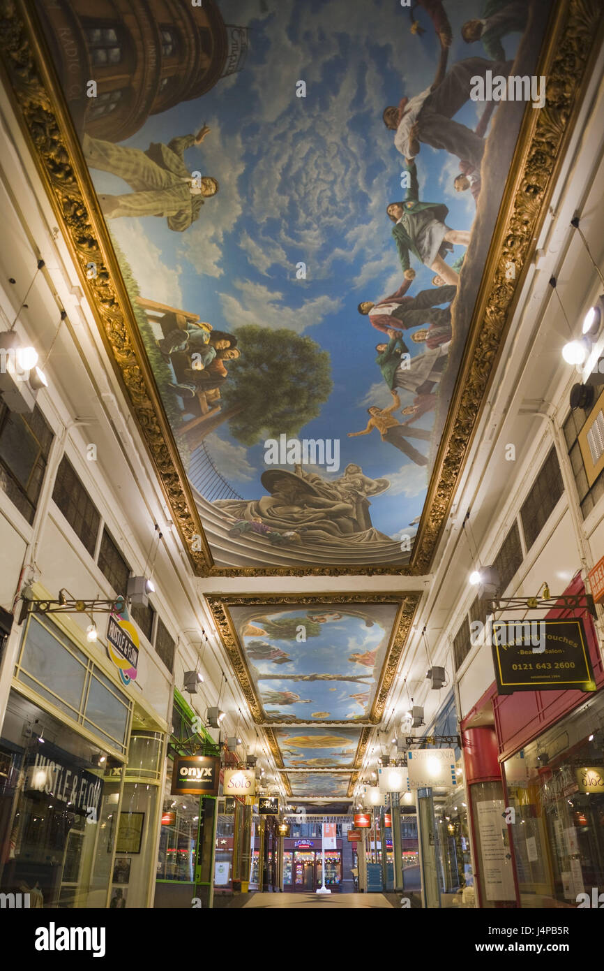Great Britain, England, Birmingham, Piccadilly shopping Arcade, ceiling ...