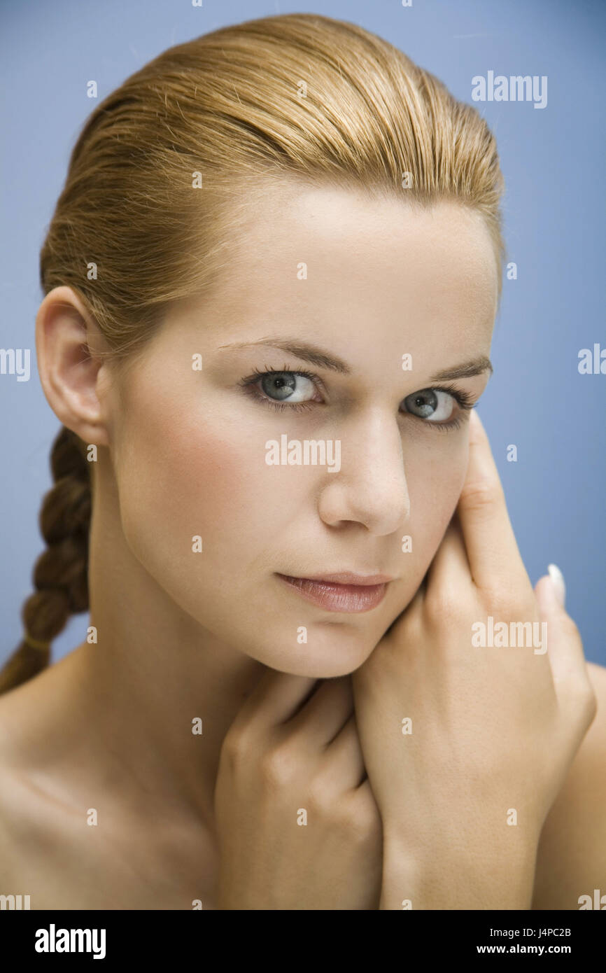 Woman, young, nicely, natural, view camera, portrait, model released ...