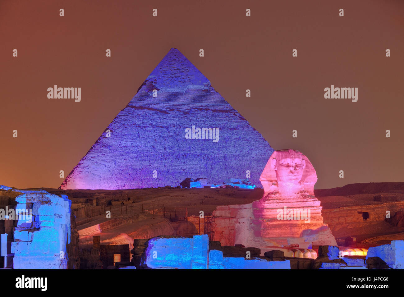 Light show in the pyramids of Gizeh, Egypt, Cairo Stock Photo - Alamy
