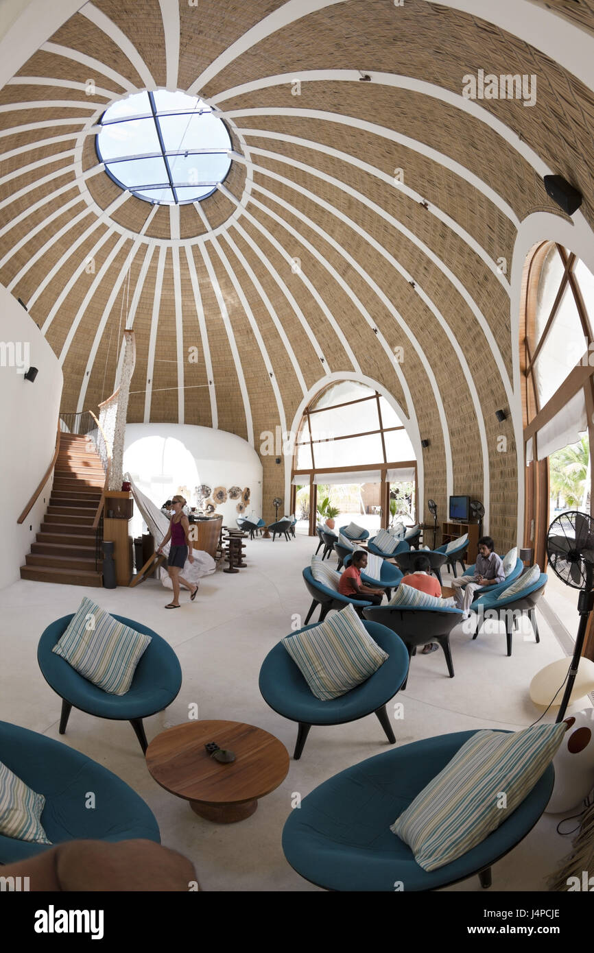 Hotel reception desk, Maldives island Kandooma, the Maldives, the south ...