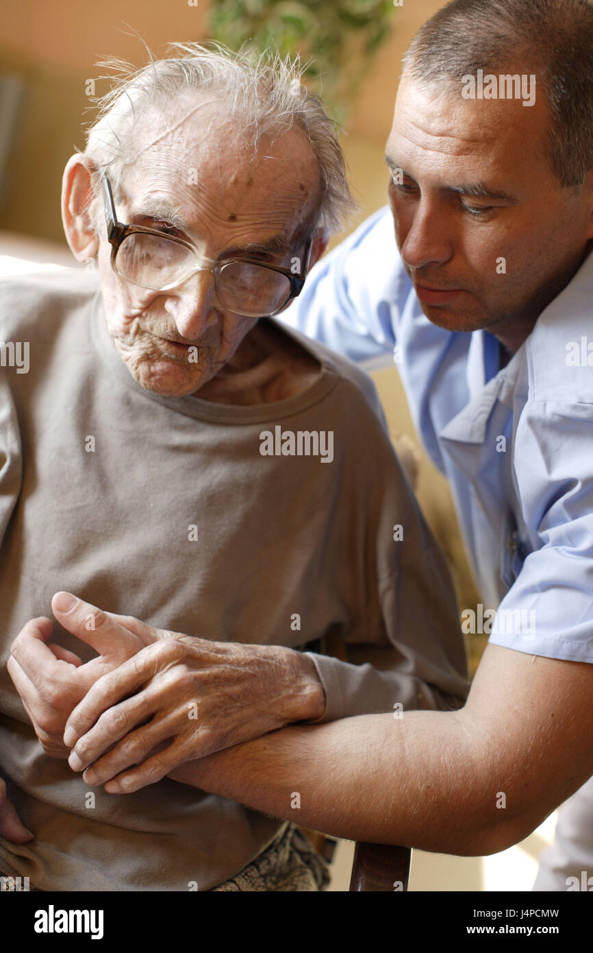 Nursing home, boss, orderly, help, model released Stock Photo - Alamy