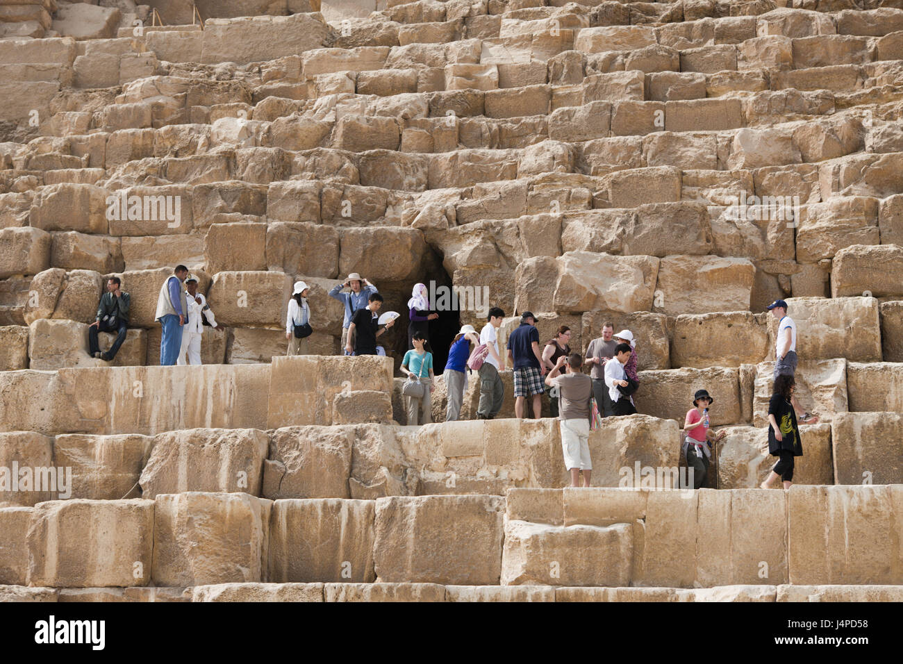 Tourists on the steps Cheops Pyramide, Egypt, Cairo Stock Photo - Alamy