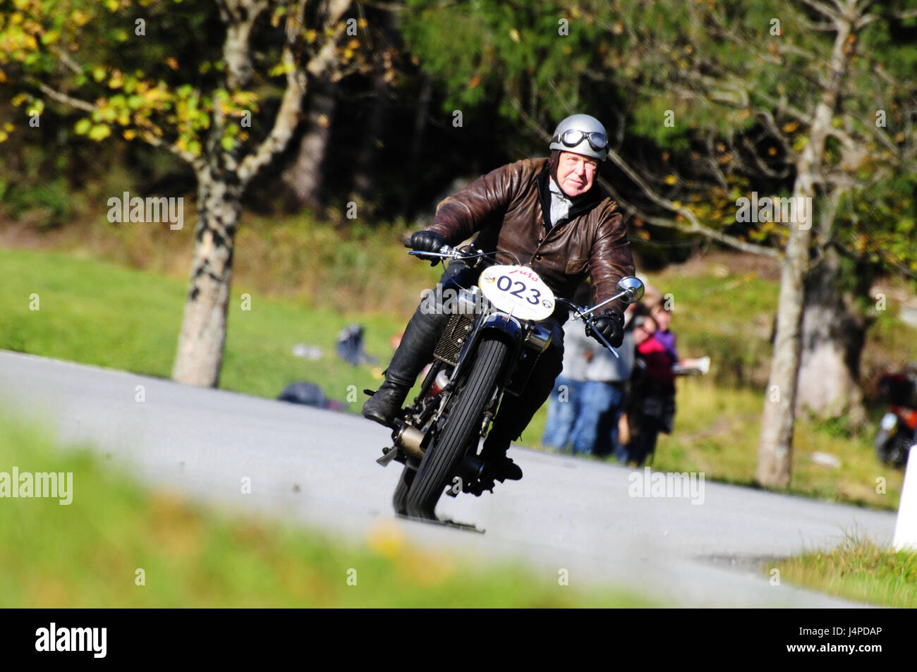 Motor sport, historical mountain race, old-timer, motorcycle, man, no ...