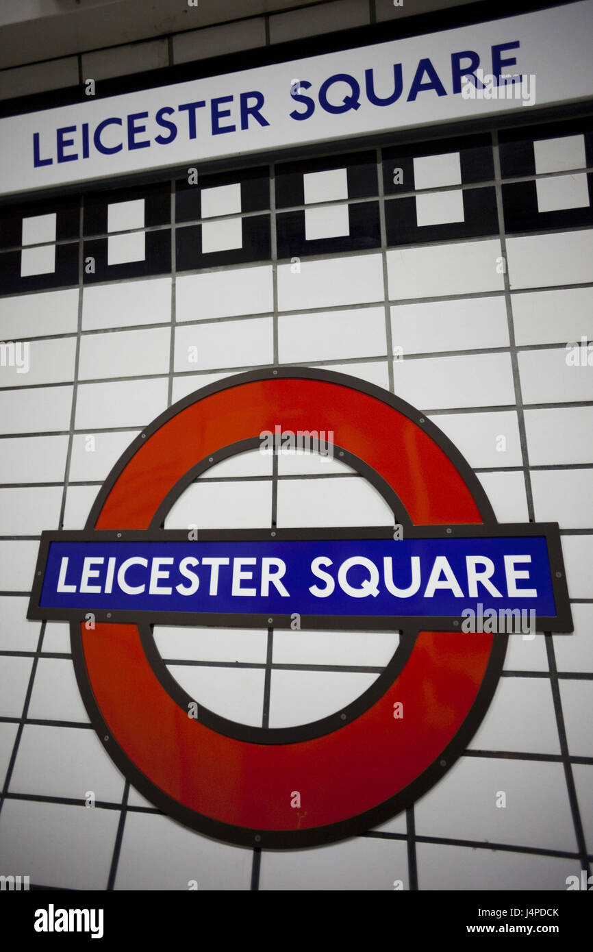 Leicester square underground station sign hi-res stock photography and ...