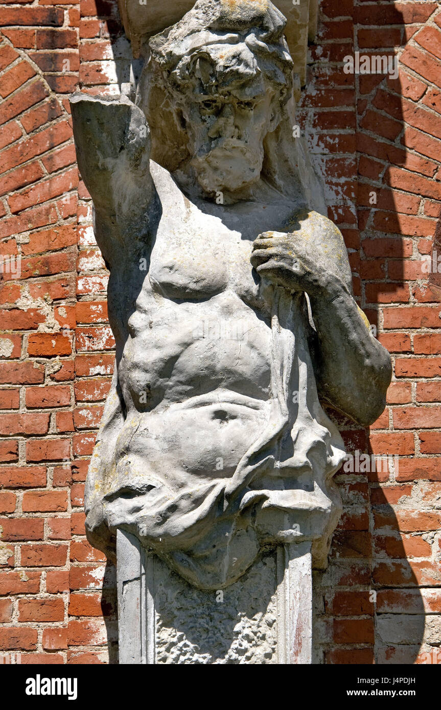 Lithuania, Lentvaris, ruin, brick facade, detail, statue Stock Photo ...