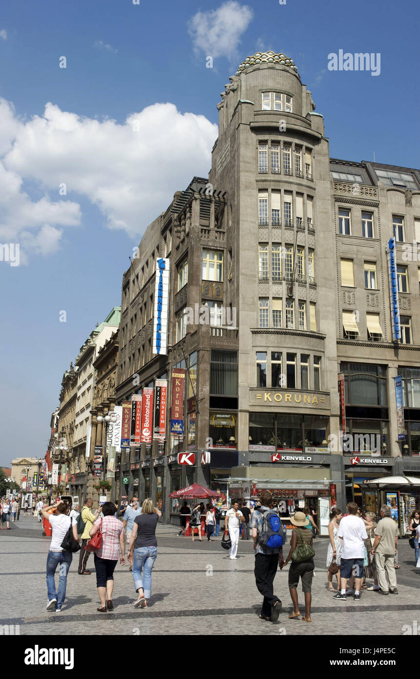 Pedestrian shopping street shops people vertical travel europe hi-res ...
