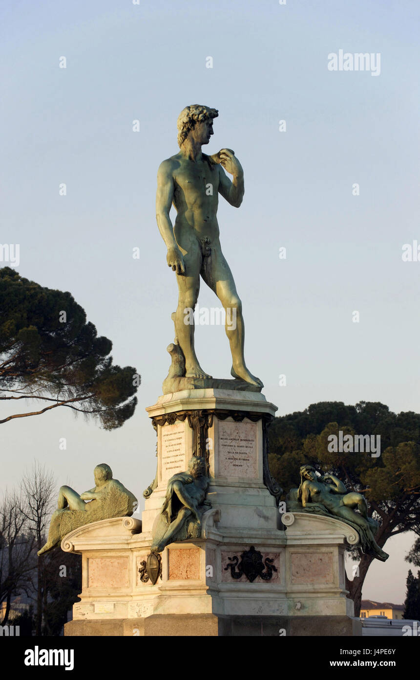 Italy, Tuscany, Florence, Piazzale Michelangelo, David Statue Stock ...