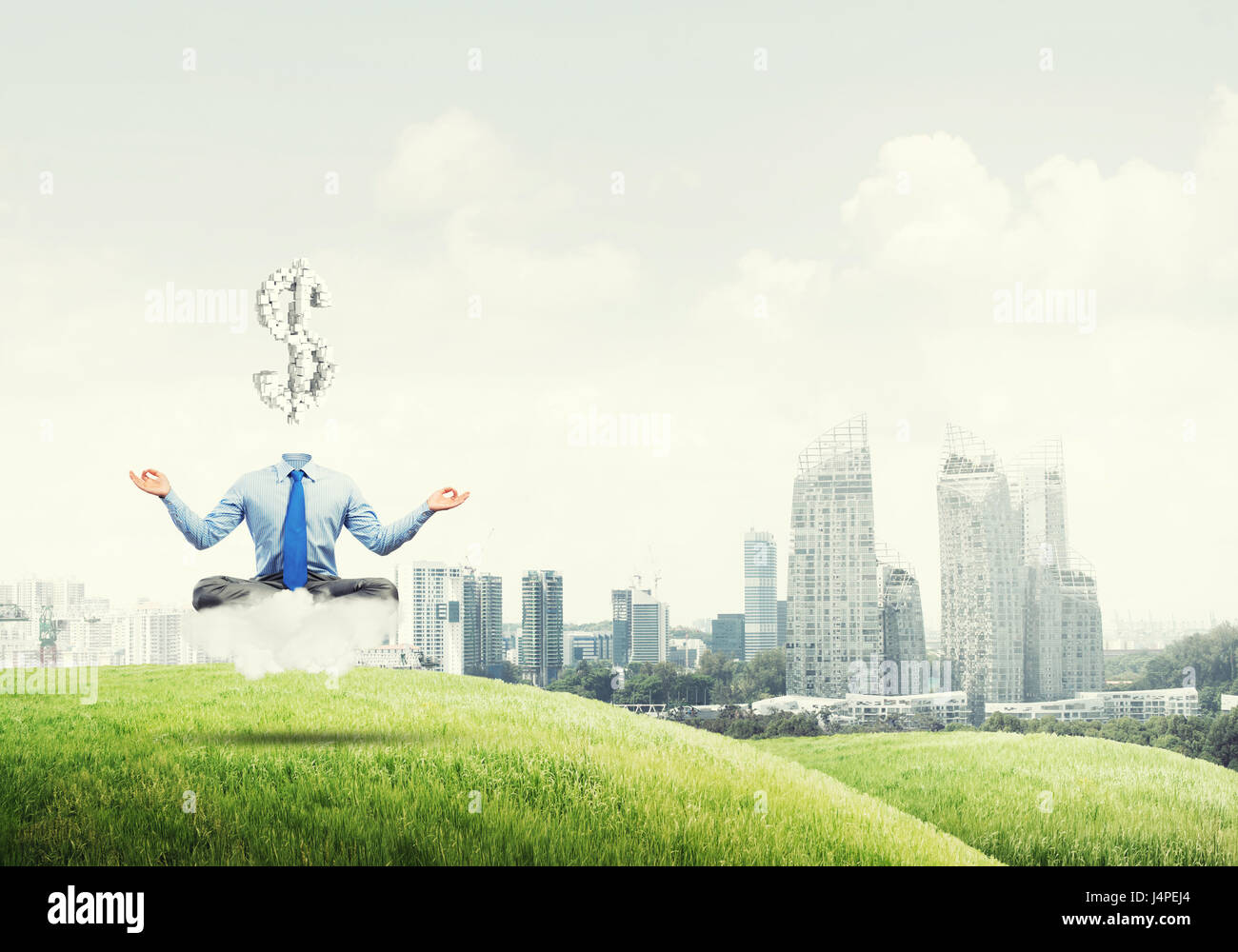 Headless meditating businessman Stock Photo - Alamy