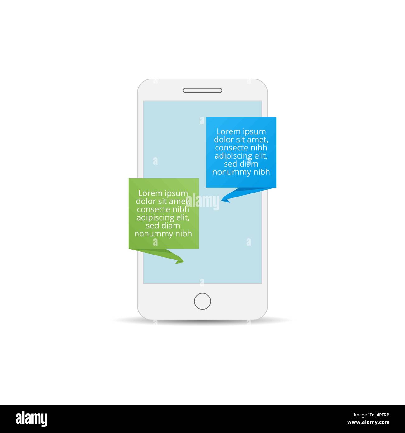 Mobile phone with messaging icon. Flat design vector illustratio Stock ...