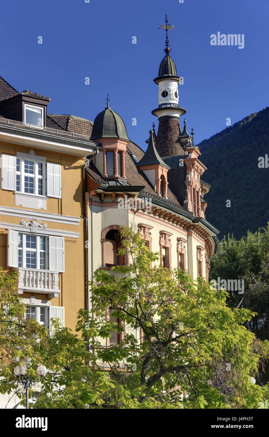 Italy, South Tirol, Bolzano, city centre, house facades, detail Stock ...