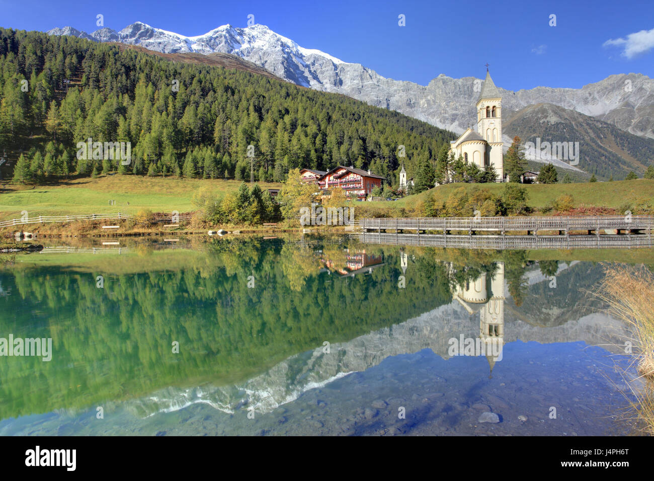 Italy, South Tirol, upper Vinschgau, Ortlergruppe, Sulden, church Stock ...