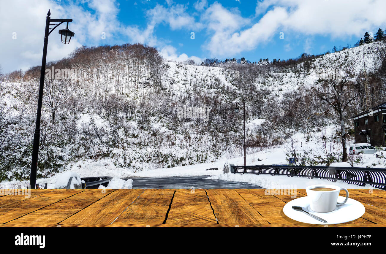 The wood table with nice beautiful background Stock Photo - Alamy