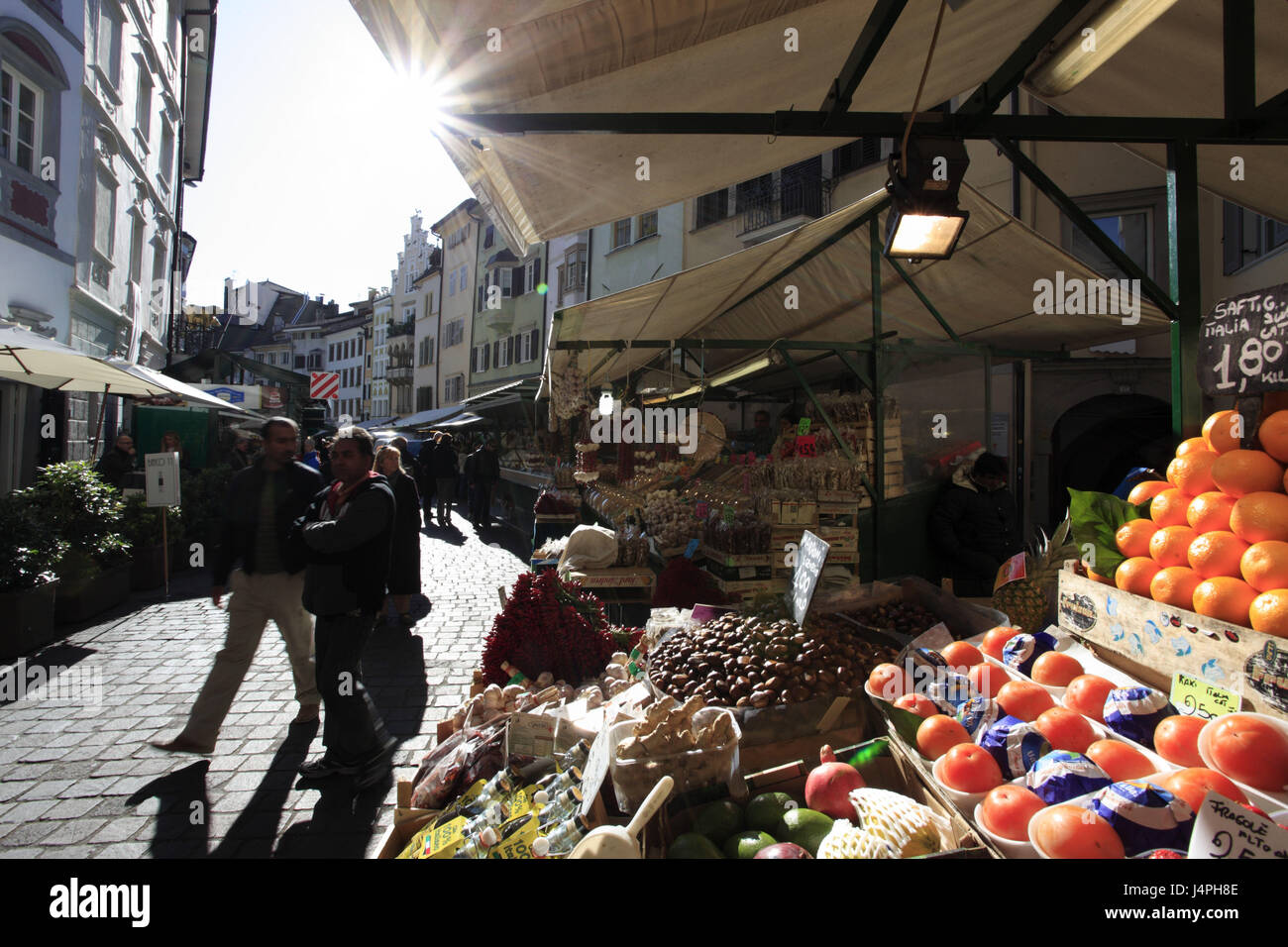 Italy, South Tirol, Bolzano, Bozner market, fruit market and vegetable ...