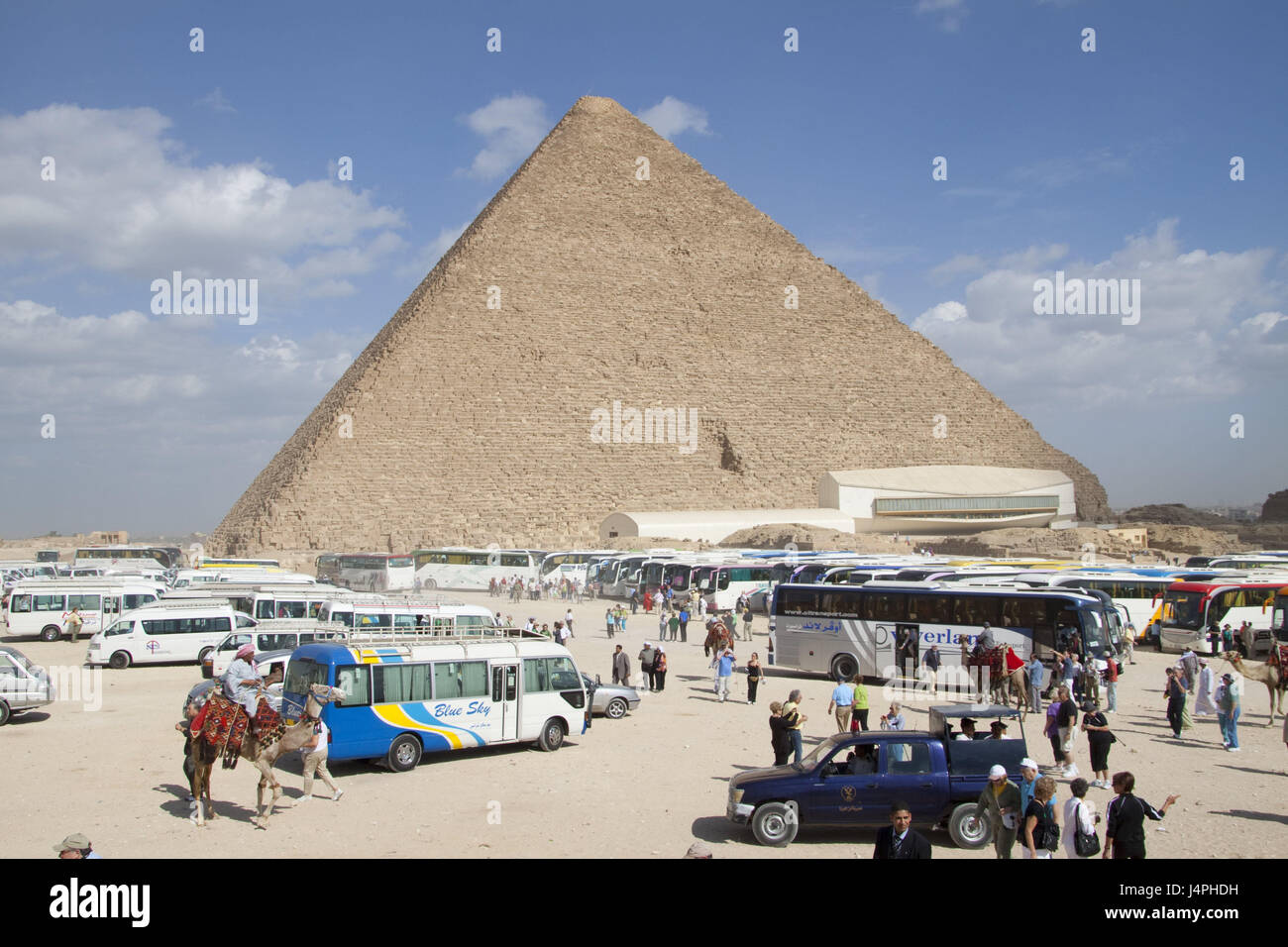 Egypt, pyramids of Gizeh, tour buses, tourists, people, pyramid ...