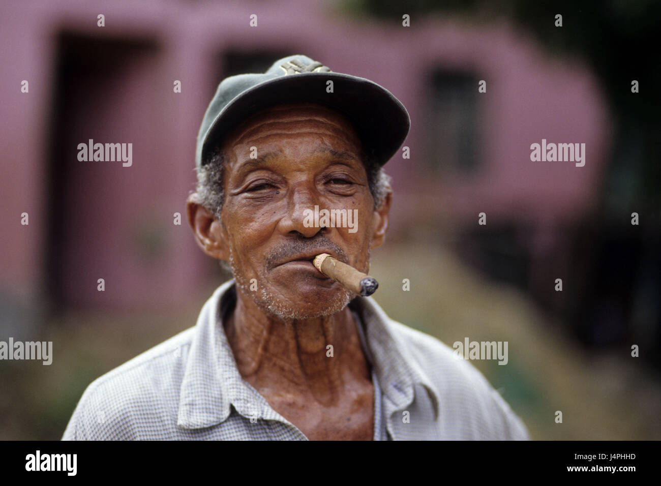 The Dominican Republic, Puerto Plata, boss, cigar, smoke, portrait ...
