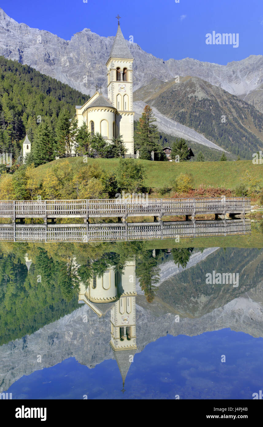 Italy, South Tirol, upper Vinschgau, Ortlergruppe, Sulden, church Stock ...