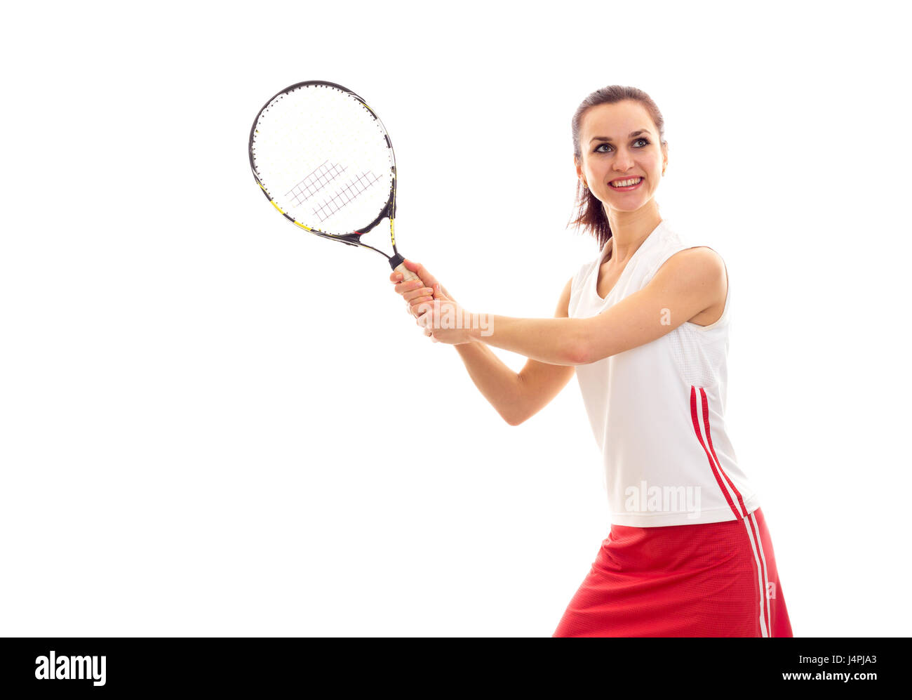 Woman with tennis racquet Stock Photo - Alamy