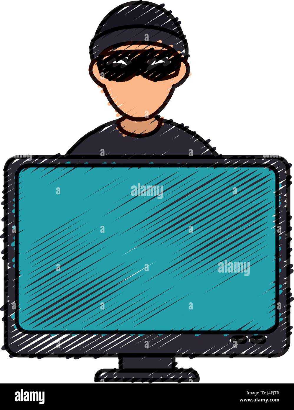 Hacker with computer avatar character Stock Vector Image & Art - Alamy