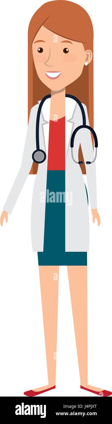 female doctor with stethoscope avatar character Stock Vector Image ...