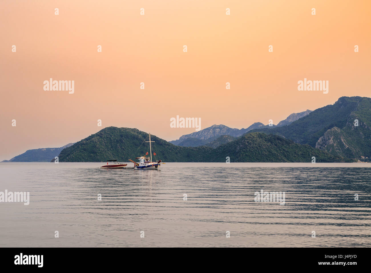 Mountains of marmaris with sea view and boat Stock Photo - Alamy