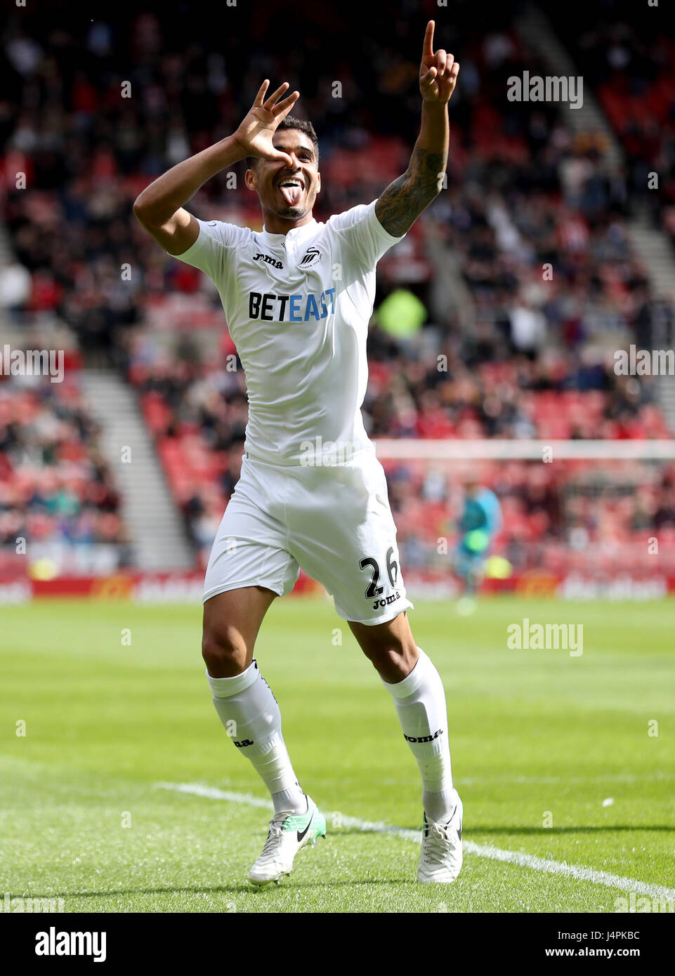 Swansea citys kyle naughton celebrates scoring hi-res stock photography ...