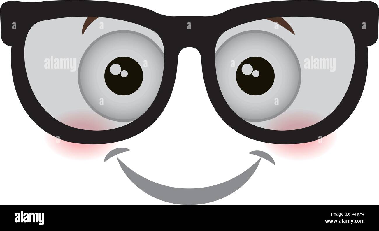 nerd face emoticon kawaii style Stock Vector Image & Art - Alamy