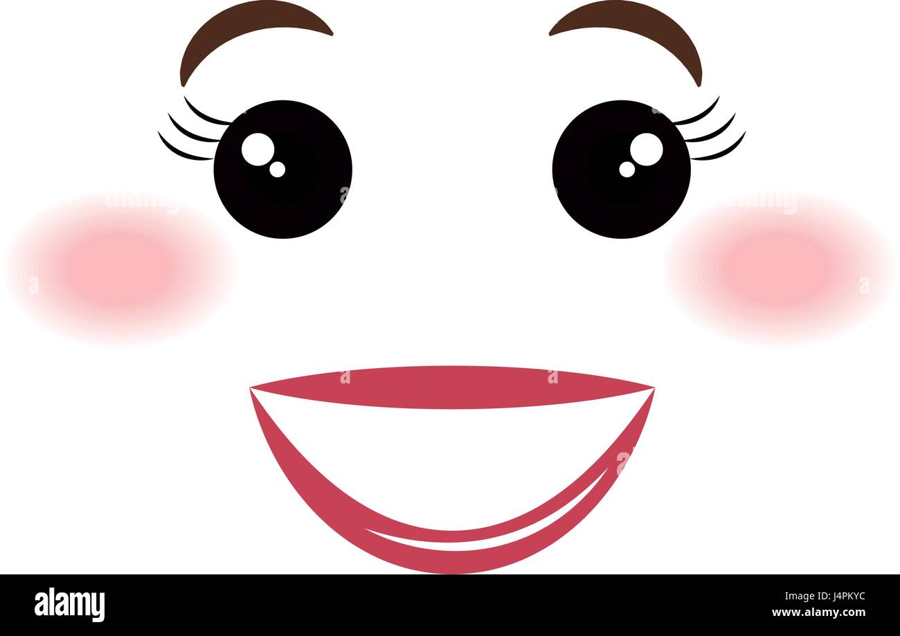 happy face emoticon kawaii style Stock Vector Image & Art - Alamy