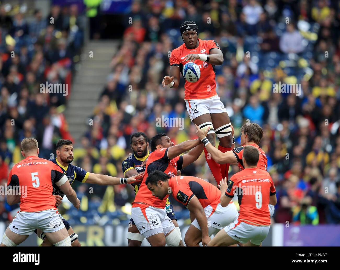 Saracens' Maro Itoje wins a line out during the European Champions Cup ...