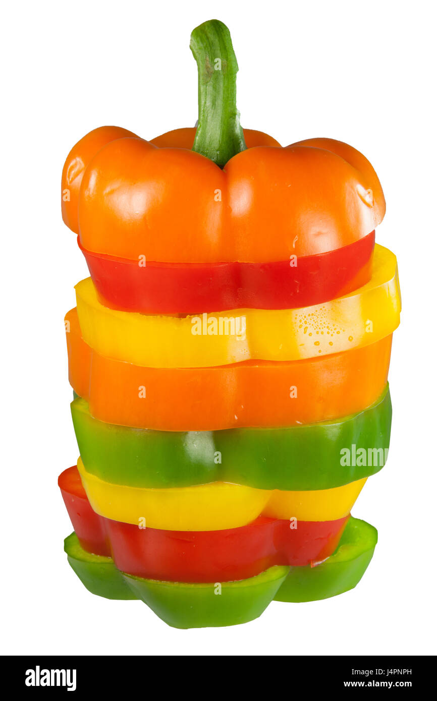 pepper stack white bkgd Stock Photo - Alamy