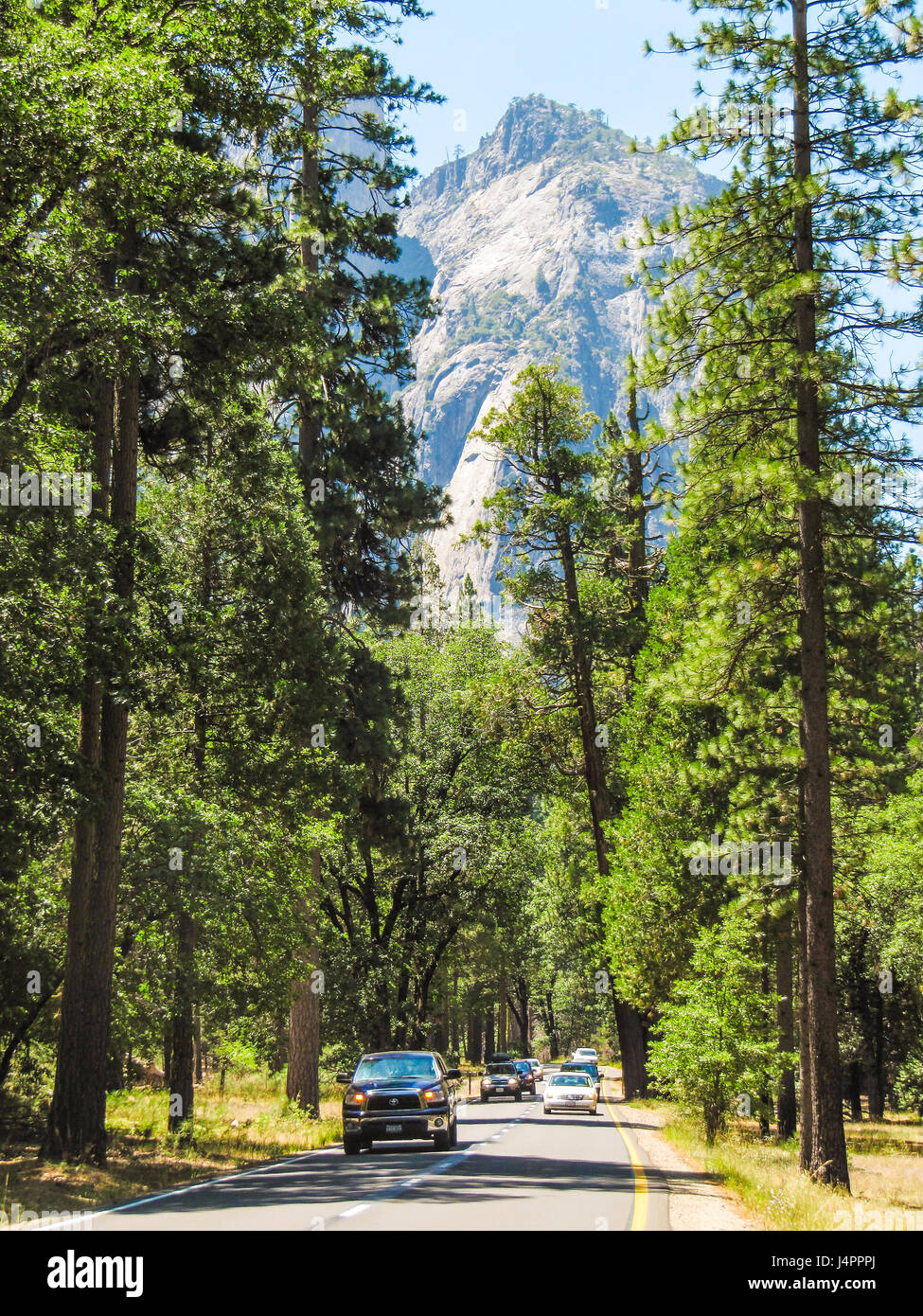 Yosemite National Park, USA - June 6, 2011: Highway road with cars ...