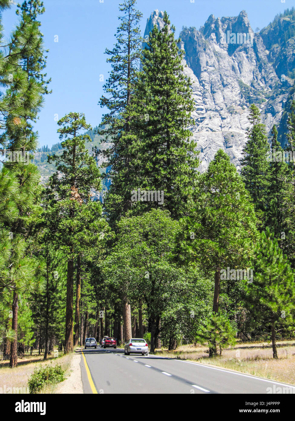 Yosemite National Park, USA - June 6, 2011: Highway road with cars ...