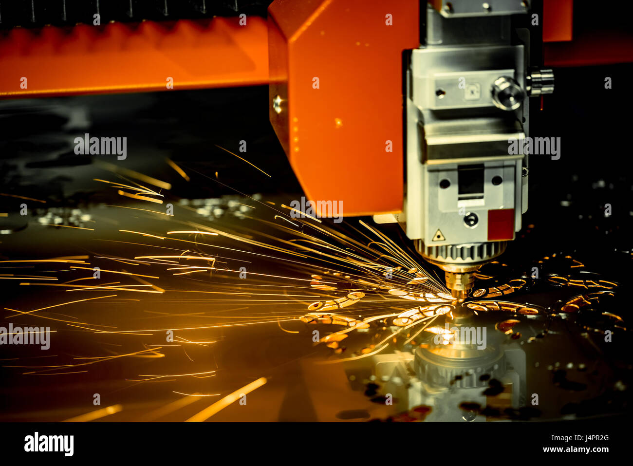 CNC Laser cutting of metal, modern industrial technology. . Small depth ...