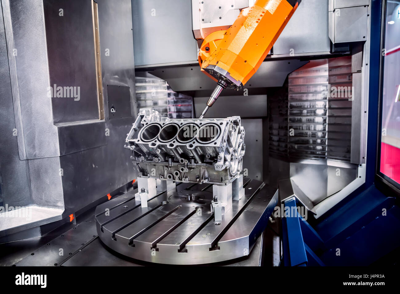 Metalworking CNC milling machine. Cutting metal modern processing ...