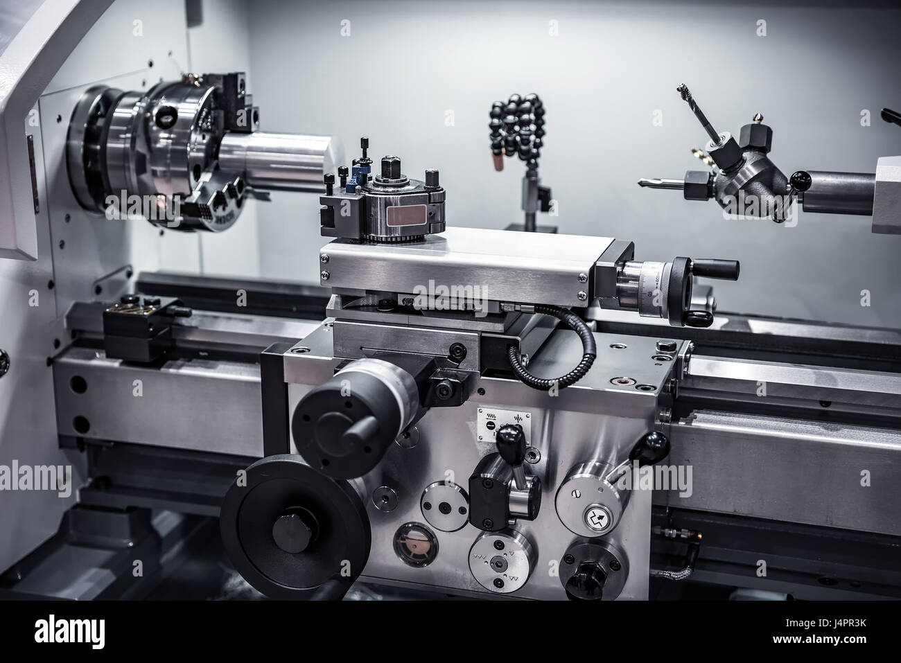 Metalworking CNC milling machine. Cutting metal modern processing ...