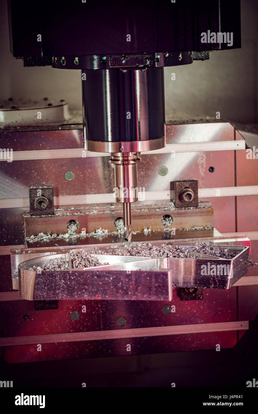 Metalworking CNC milling machine. Cutting metal modern processing ...