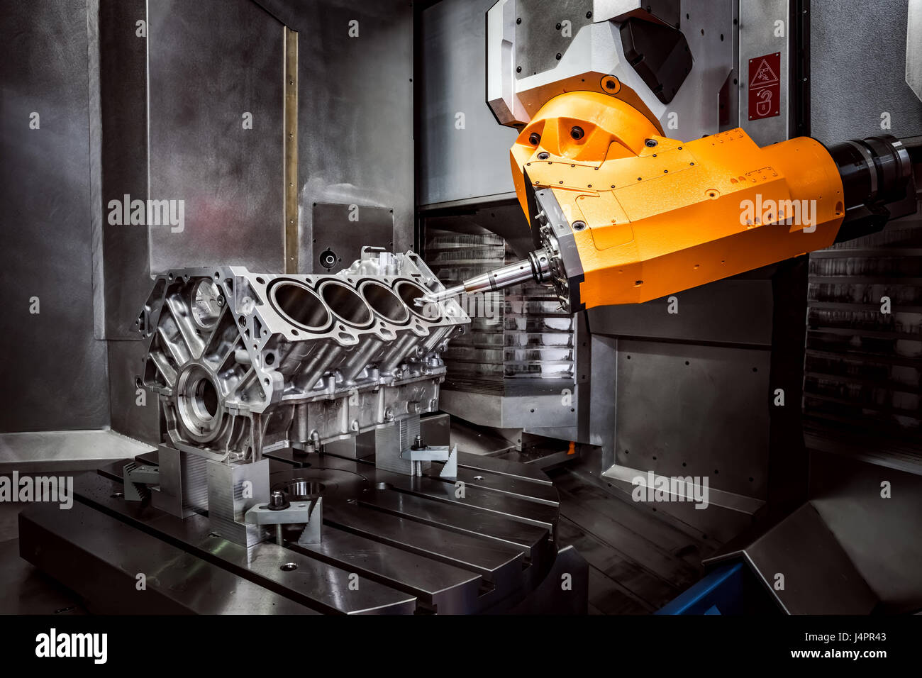 Metalworking CNC milling machine. Cutting metal modern processing ...