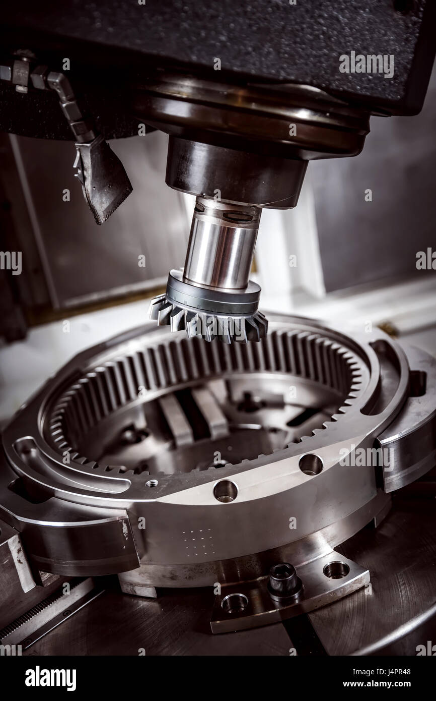 Metalworking CNC milling machine. Cutting metal modern processing ...