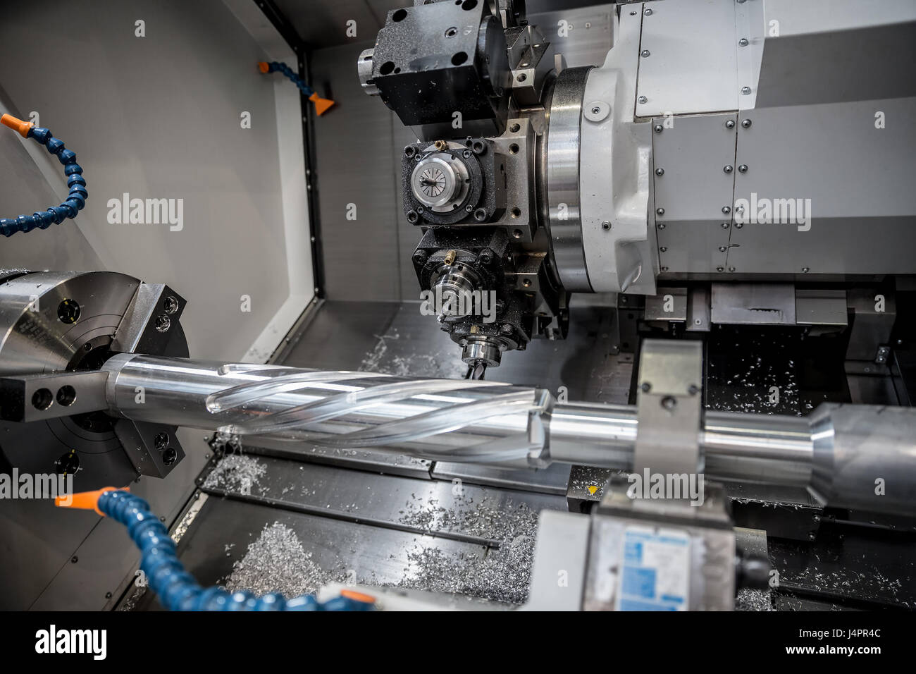 Metalworking CNC milling machine. Cutting metal modern processing ...