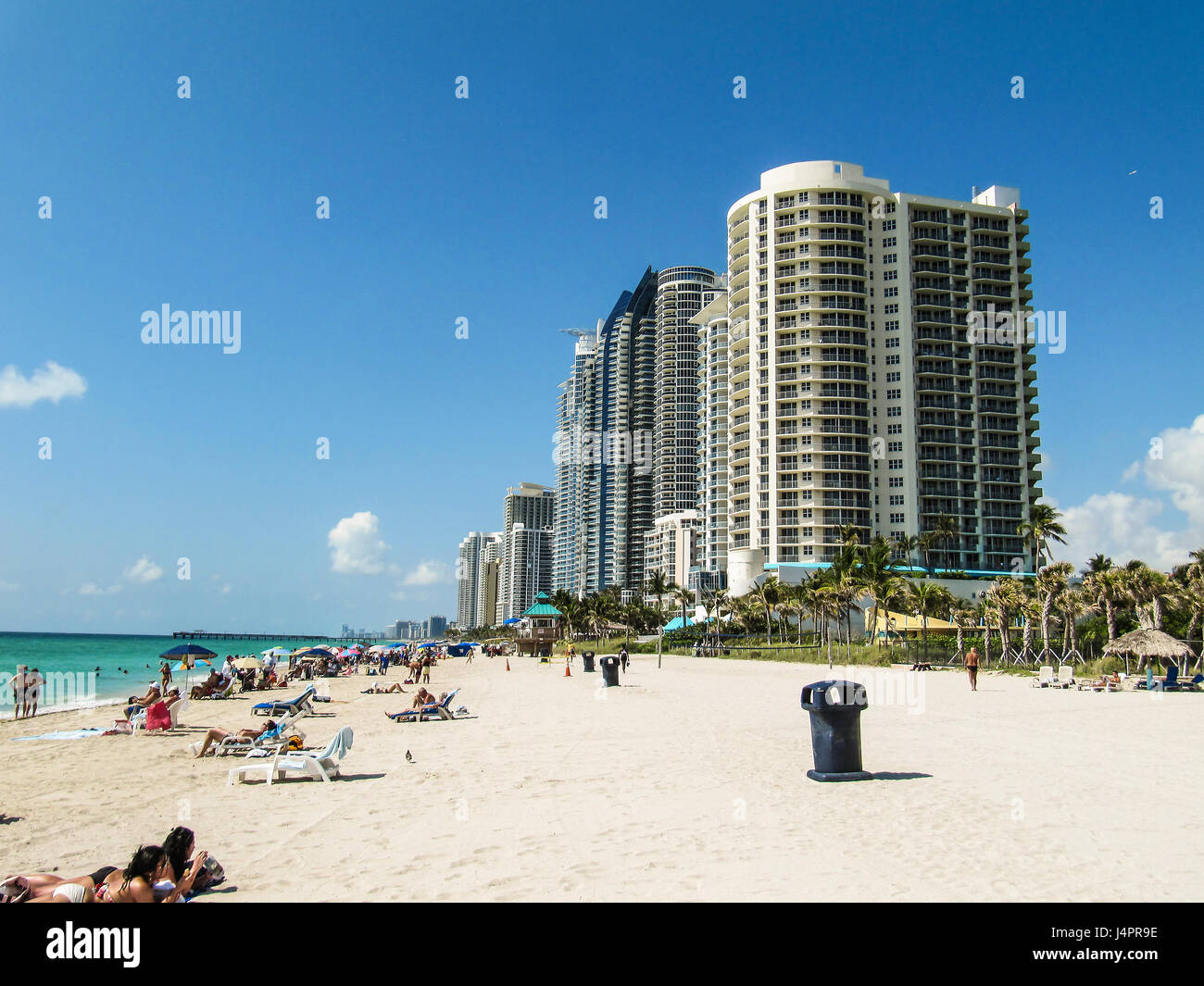 Sunny Isles Beach, USA - March 22, 2011: Hotel beachfront resorts with ...