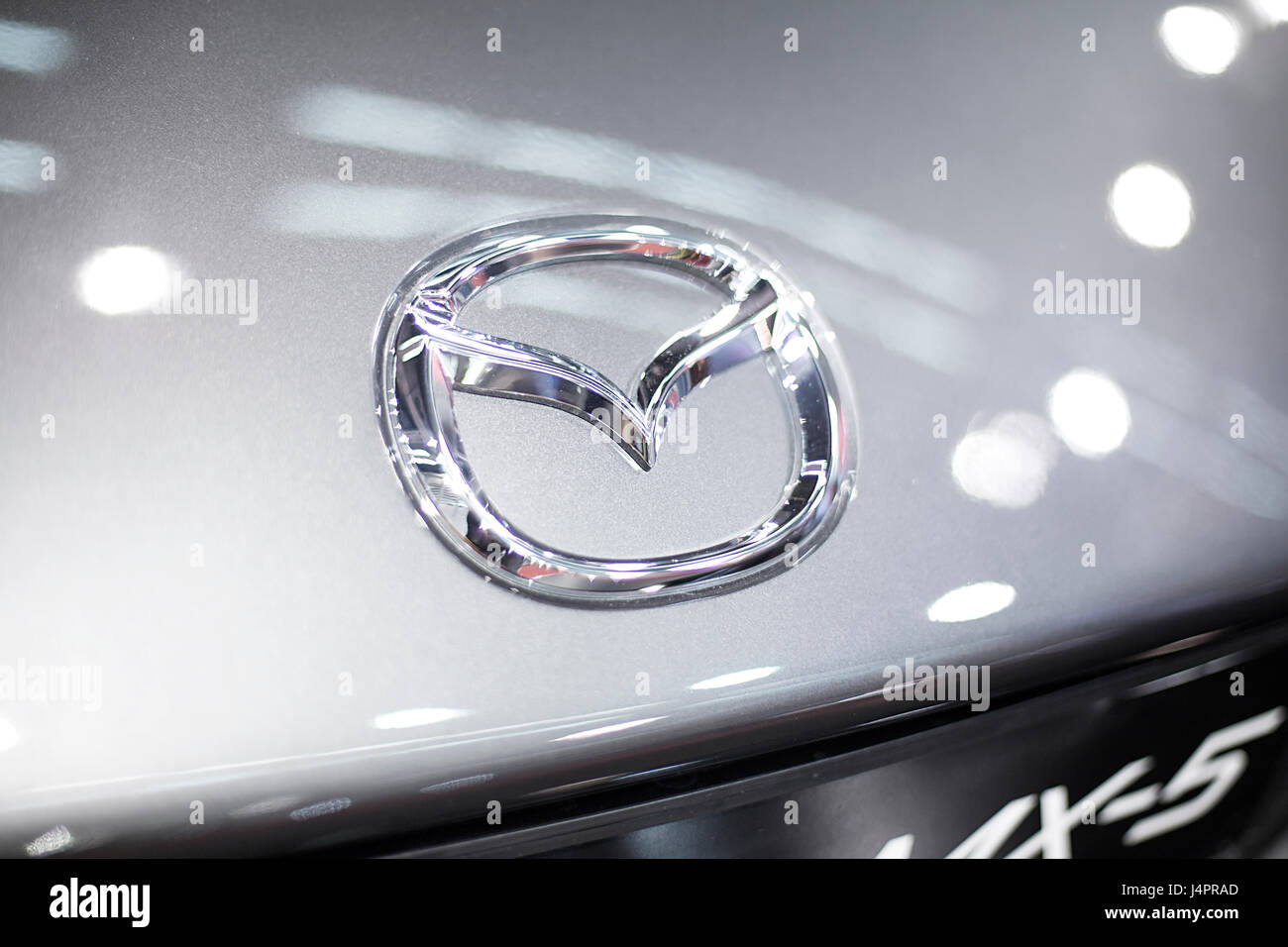 BELGRADE, SERBIA - MARCH 28, 2017: Detail of the Mazda car. Mazda was ...