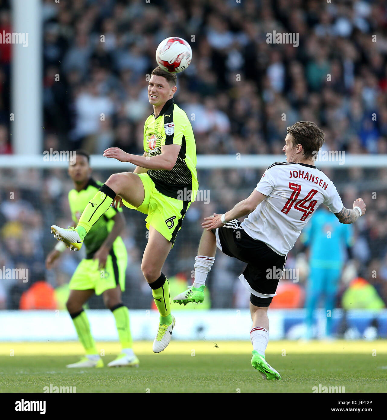Reading's George Evans and Fulham's Stefan Johansen during the Sky Bet ...