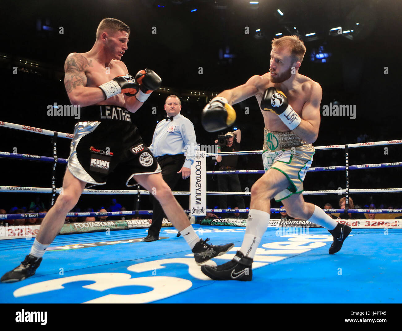 Josh Leather (left) in action against Phillip Sutcliffe during their ...