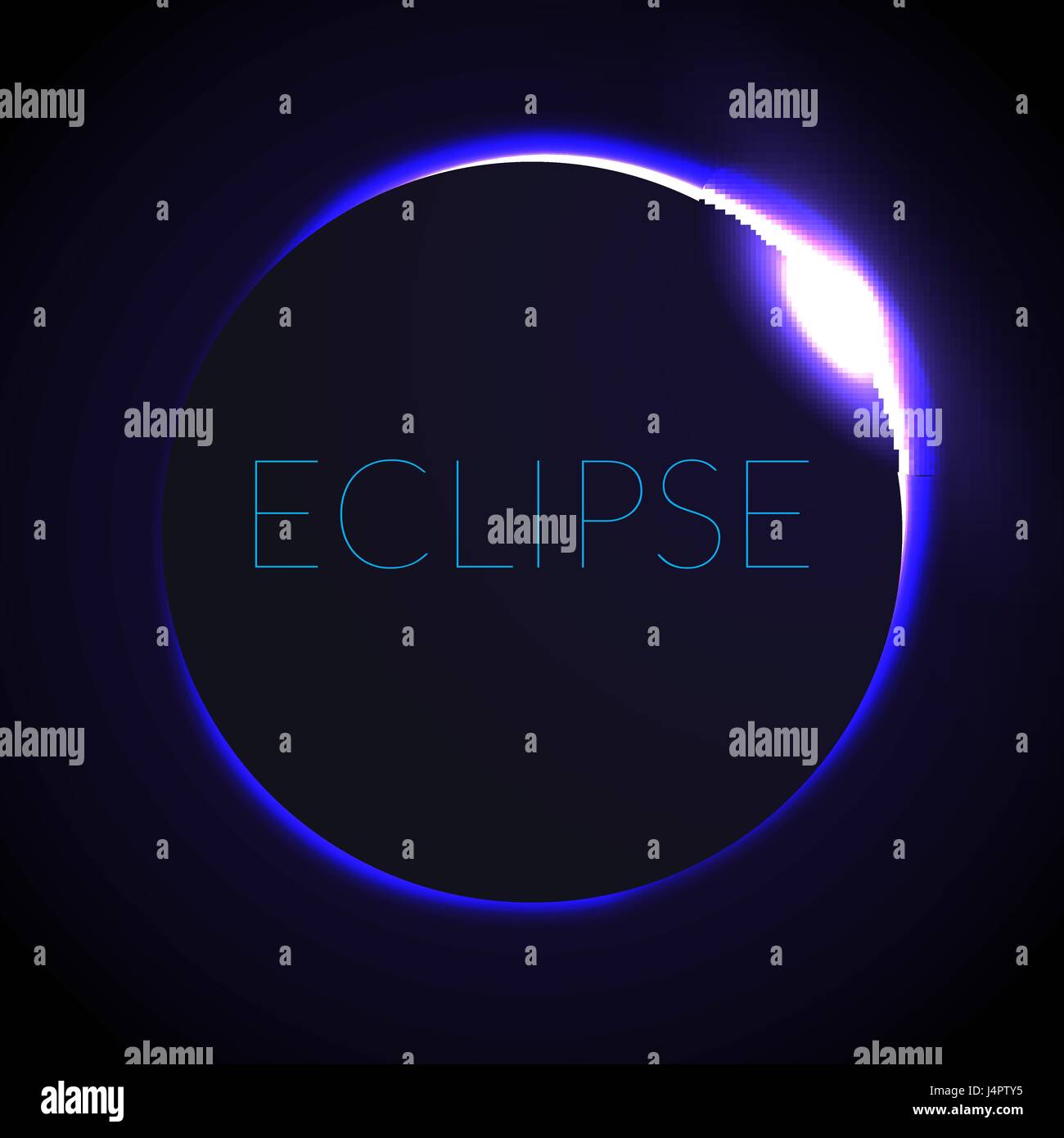 Full eclipse vector illustration. Eclipse with ring of sun in deep ...