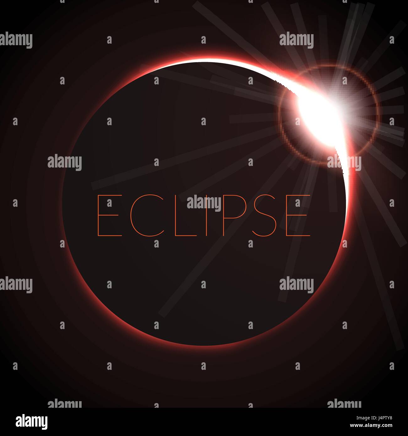 Full eclipse vector illustration. Eclipse with ring of sun in deep ...